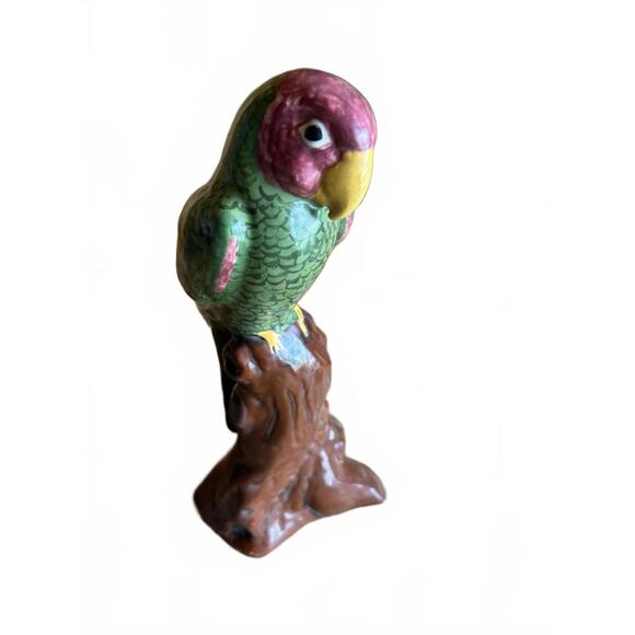 Design | Vintage Ceramic Parrot Figurine On Tree Stump | Poshmark
